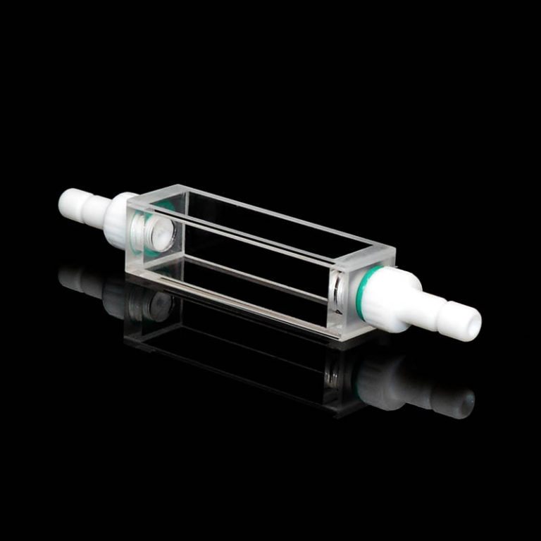 QF60, Flow Cell with PTFE Threaded Connectors, Quartz, Lightpath: 10 mm ...