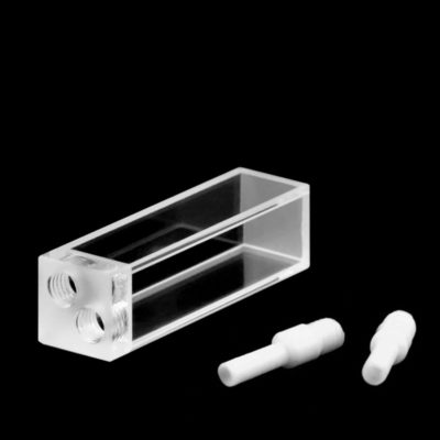 QF68, Flow Cell with PTFE Threaded Connectors, Quartz, Lightpath: 10 mm ...