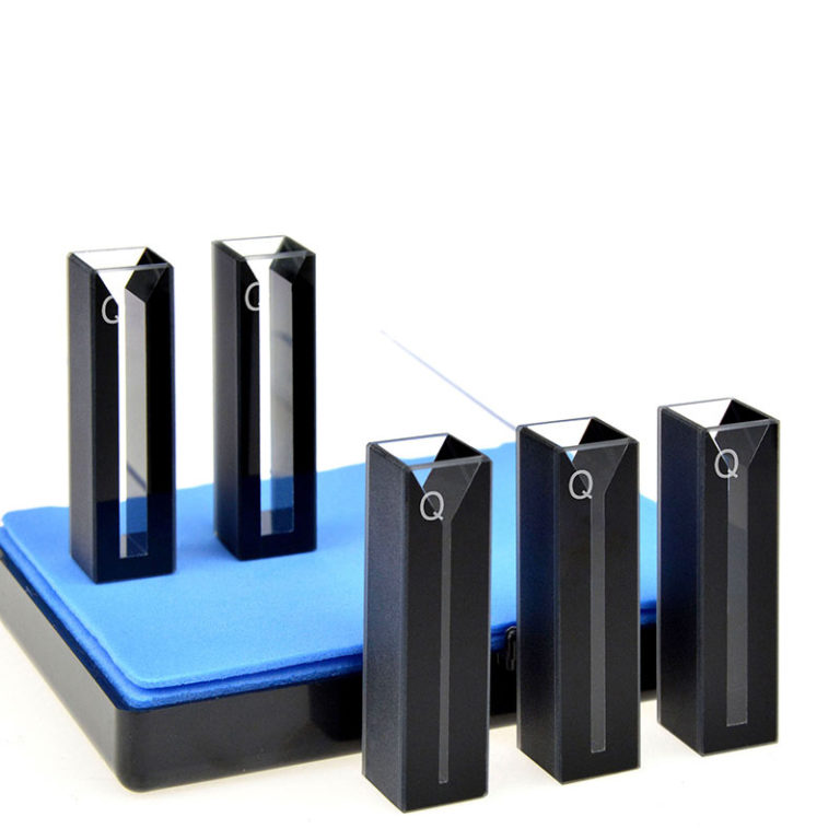 QM21, Black Semi Micro Cuvettes, PTFE Lids or Stoppers, Volume: 0.35/0. ...